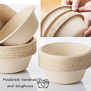 Qiuttnqn 100 Pack Compostable 12oz Paper Bowls,Heavy-Duty Quality Natural Paper Bowls Disposable,Natural Plant Fiber Dinner Bowls for Snacks,Parties,Picnics,Banquets and Barbecues