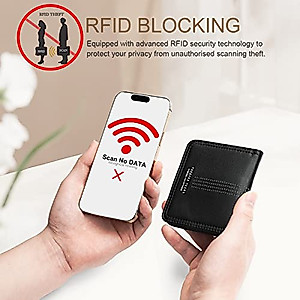 APHISON Womens Wallet, RFID Wallet Women Sequin Line Vegan Leather Slim Bifold Compact Small Wallet for Women with ID Credit Card Holder Zipper Coin Pocket Wallet Black