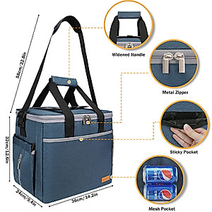 Collapsible Soft Cooler Bag,50 Cans Insulated Lunch Bag,Beach Cooler, Ice Chest,Large Leakproof Camping Cooler,Portable Travel Cooler for Grocery Shopping Picnics Work Meals