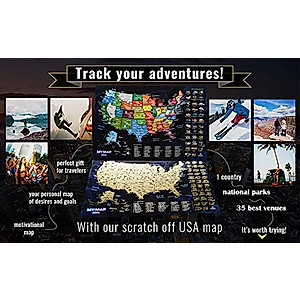 Scratch off map USA with List of TOP sport venues Bucketlist USA National Parks 16x24 Travel map, Premium gift, US map, United states Scratch off map wall poster Push pin map Usa