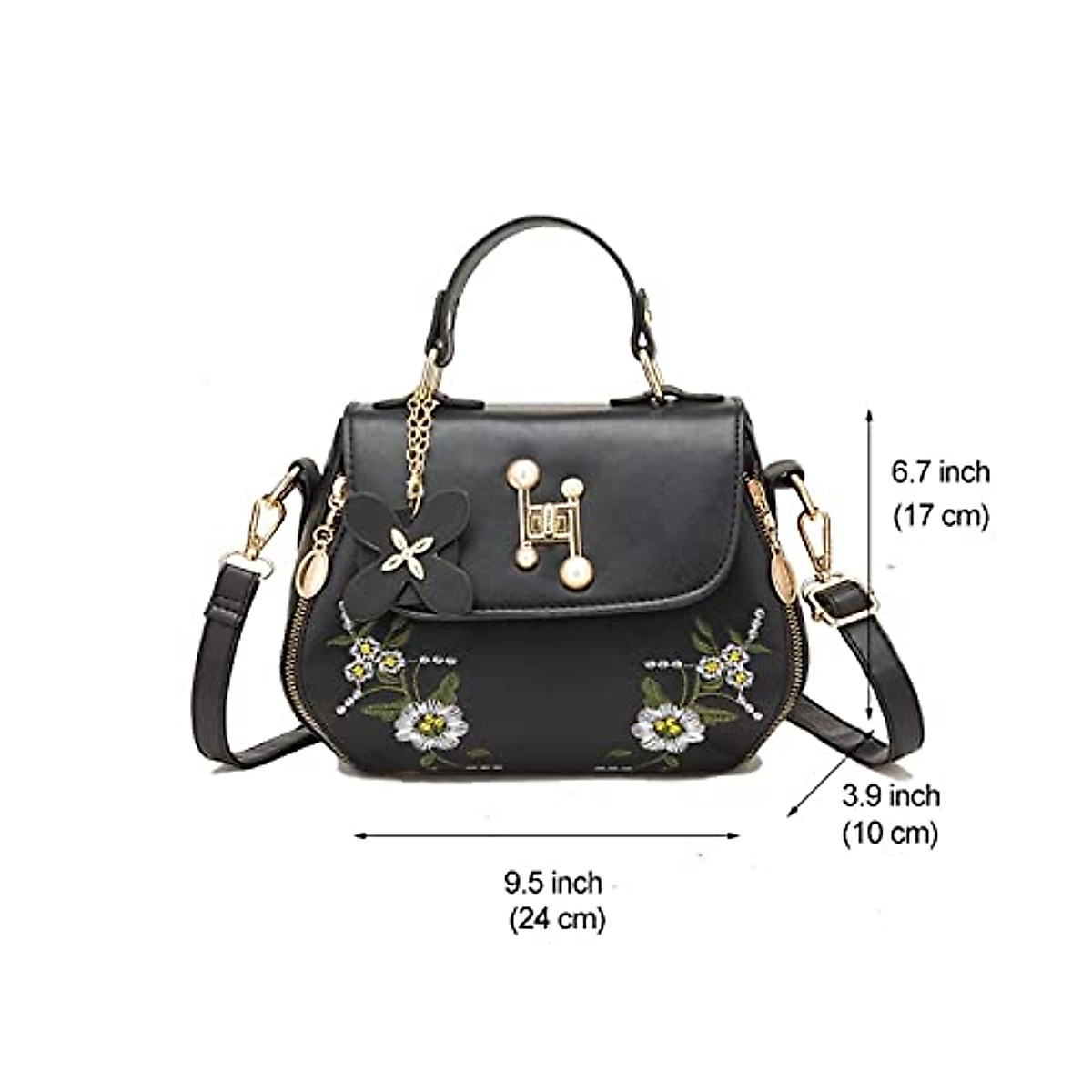 TUDEXX Purses and Handbags for Women Top Handle Satchel Shoulder Bags Ladies Leather Totes，Floral Pattern Zipper Handbag (Color : Green)