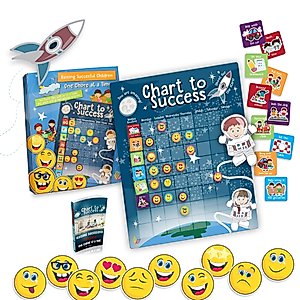 Chart to Success| Magnetic Dry Erase| Daily Routine Responsibility Chore Chart for Kids| 80 Emojis| 70 Tasks, Including Behavior and Self-Care| Fun Design for Both Boys and Girls| Raising a Star