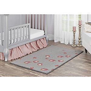 Evolur Home Aurora Pink Petals Nursery Rug 55"x31.5" in Pink and Grey