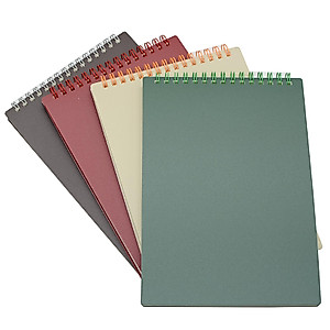 Yansanido Top Bound Spiral Notebook, 4 Pcs 4 Color A5 Size Thick Plastic Hardcover 7mm College Ruled Paper 80 Sheets (160 Pages) Journal for School and Office Supplies (4 Pcs A5)