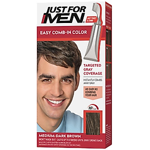 Just For Men Easy Comb-In Color Mens Hair Dye, Easy No Mix Application with Comb Applicator - Medium-Dark Brown, A-40, Pack of 1