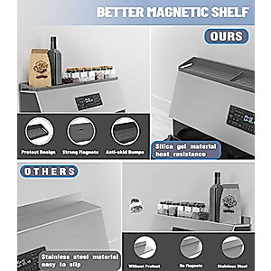 Winkriad Silicone Magnetic Stove Top Shelf 30 Inches Over Stove Spice Rack Shelf for Back of Stove Organizer Shelf for Stove Top Space Saver Stove Storage Shelf for Kitchen (Gray)