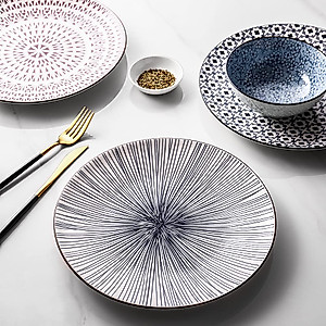 Y YHY 10“ Ceramic Plates, Porcelain Dinner Plates Set of 4 for Salad, Pasta, Appetizer, Dessert - 4 Pattern for Thanksgiving & Christmas, Dishwasher & Microwave Safe