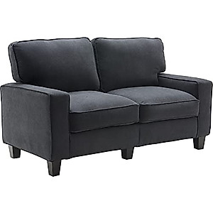 Serta Palisades Upholstered Sofas for Living Room Modern Design Couch, Straight Arms, Soft Fabric Upholstery, Tool-Free Assembly, 61" Loveseat, Charcoal