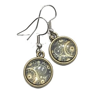 Minimalist Steampunk Earrings, Surgical Steam Punk Earrings, Stainless Steel Earrings, Surgical Steel Earrings by AnnaArt72