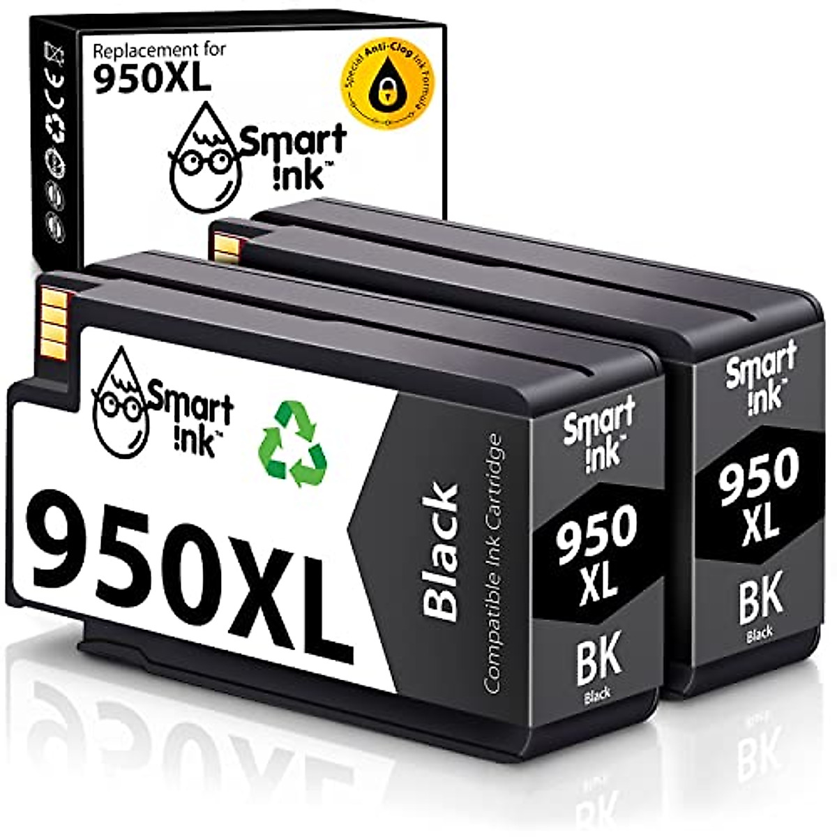 Smart Ink Compatible Ink Cartridge Replacement for HP 950XL 950 XL (Black, 2 Pack Combo) to use with OfficeJet Pro 8600 8610 8620 8600 Plus 8100 8625 8615 8630 8110 8616 8640 8660 251DW 271DW