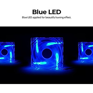 Zalman Ultra Quiet ZM-F2 92mm Blue LED Shark Fin Blade Case Fan Cooling, White ZM-F2 LED (SF)