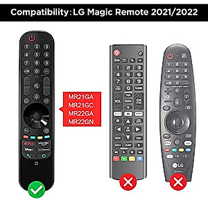 Silicone Case for LG AN-MR21GA / AN-MR21GC 2021 Remote Control [Shockproof] Anti-Slip Protective Cover for LG MR22GA MR22GN Magic Remote Case Sleeve Holder Protector Skin (Black)