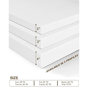 Zenzy 4" Twin Extra Long Firm Memory Foam Mattress Topper, [Removable] [Washable] Cover and [Adjustable] Straps, CertiPUR-US Certified Firm Mattress Topper Twin XL for College Dorm- White