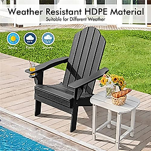 ZHYH 4 Piece Patio Folding Chairs Cup Holder Yard Black