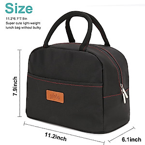 Ylebs Lunch Bag for Women Insulated Lunch Box,Black Adult Reusable Cooler Tote Bag for Work,Water-resistant Thermal