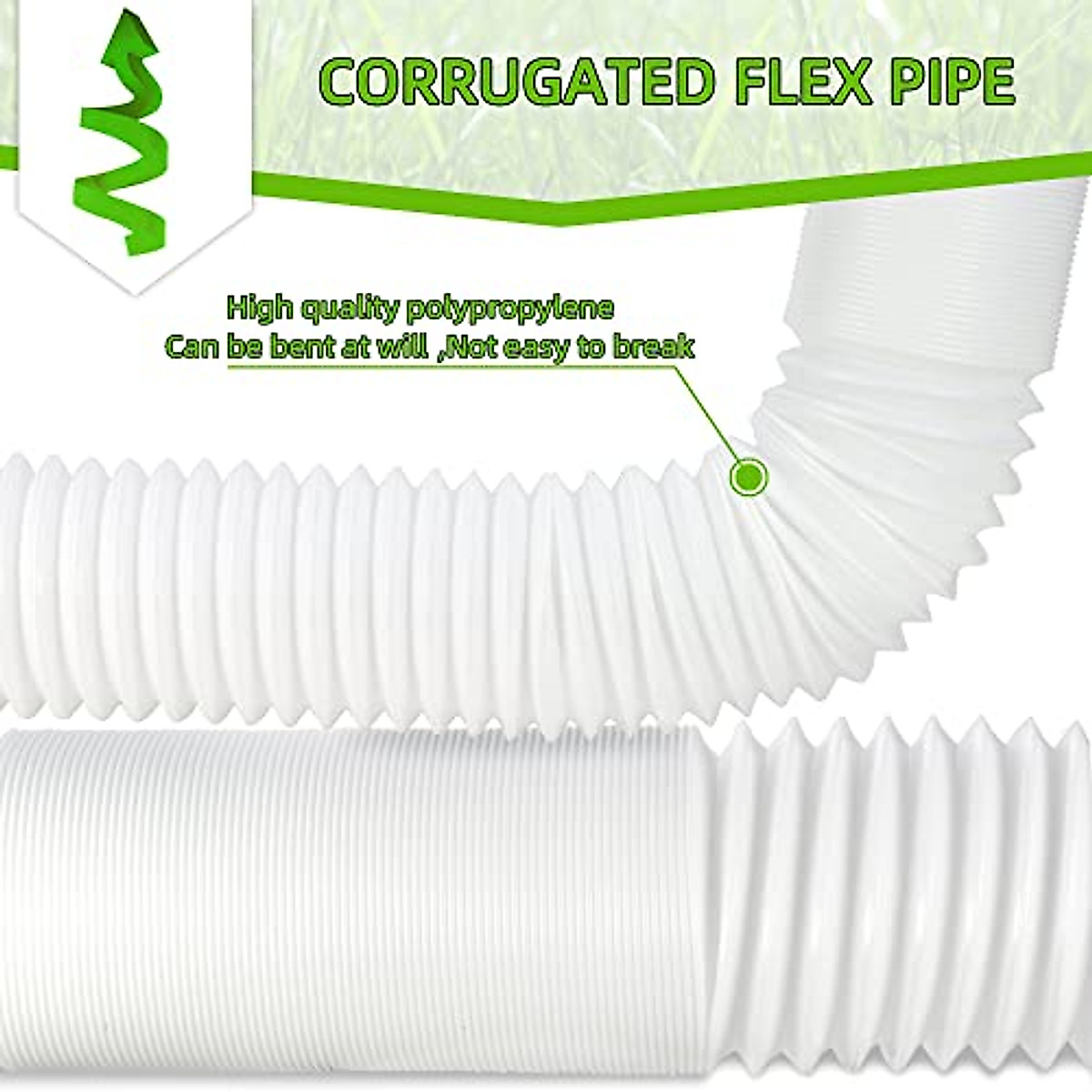 Mapleza Rain Gutter Downspout Extensions Flexible - Drain Downspout Extender - Gutter Down Spout Drain -Extend from 21 to 60 Inches (White,2Pack)