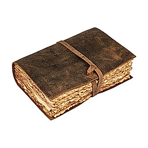 LEATHER VILLAGE - Leather Journal – Vintage Leather Journal – Book of Shadows – Leather Bound Journal – Leather Sketchbook – Antique/Vintage Deckle Edge Handmade Paper of 200 GSM – 8 X 6 inches