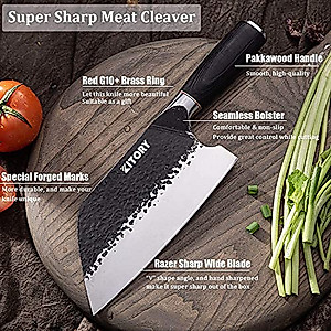 Kitory Serbian Chefs Knife Meat Cleaver Vegetable - Forged Kitchen Knife Multipurpose Chinese Chefs Knife, 7.5'' High Carbon Steel & Wengewood Handle Butcher, Fruit Meat Bone-Ramadan Present