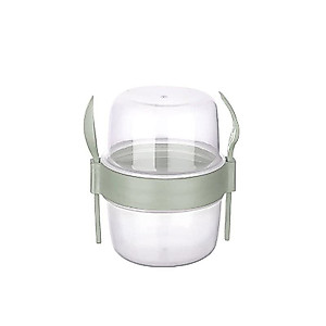 GanoOne On the Go Cups, Take and Go Cup with Topping Cereal or Oatmeal Container, Portable Lux Cereal To-Go Container with Top Lid Granola & Fruit Compartment (Grey)