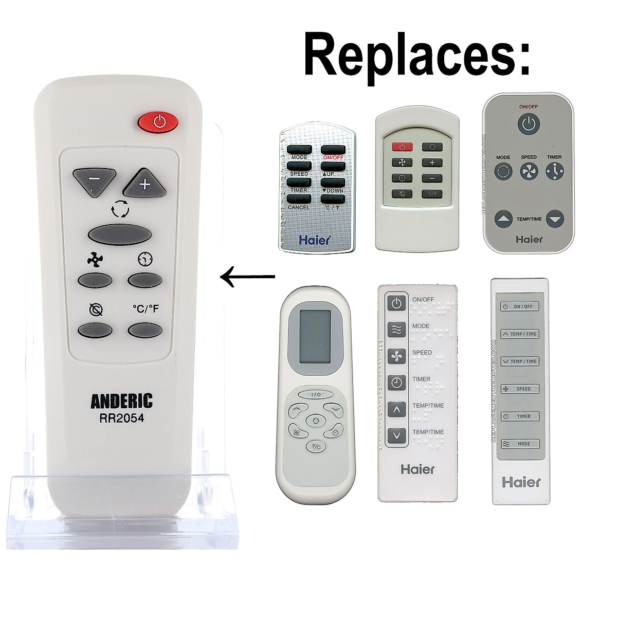 Anderic Haier AC Remote Control - Replaces Haier, Amana, GE and Danby AC remotes - No Programming - RR2054