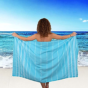 Clotho Turkish Beach Towel Set of 6 with 2 Towel Bands - Quick Dry Beach Towels Oversized Sandproof - 100% Cotton 39x70 - Extra Large Light Travel Towel Giftable Beach Essential