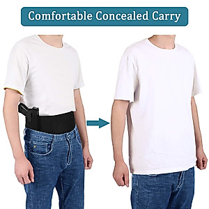 Accmor Belly Band Holster for Concealed Carry, Elastic Breathable Waistband Gun Holsters for Women Men, Comfortable Concealed Carry Belly Band Fits up to 55" Belly, Right and Left Hand Draw