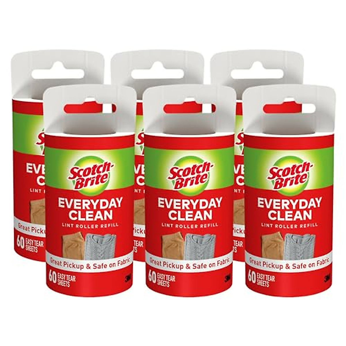 Scotch-Brite Lint Roller Refill, Works Great On Pet Hair, 60 Sheets ( Pack Of 6 ) ( Packaging May Vary )
