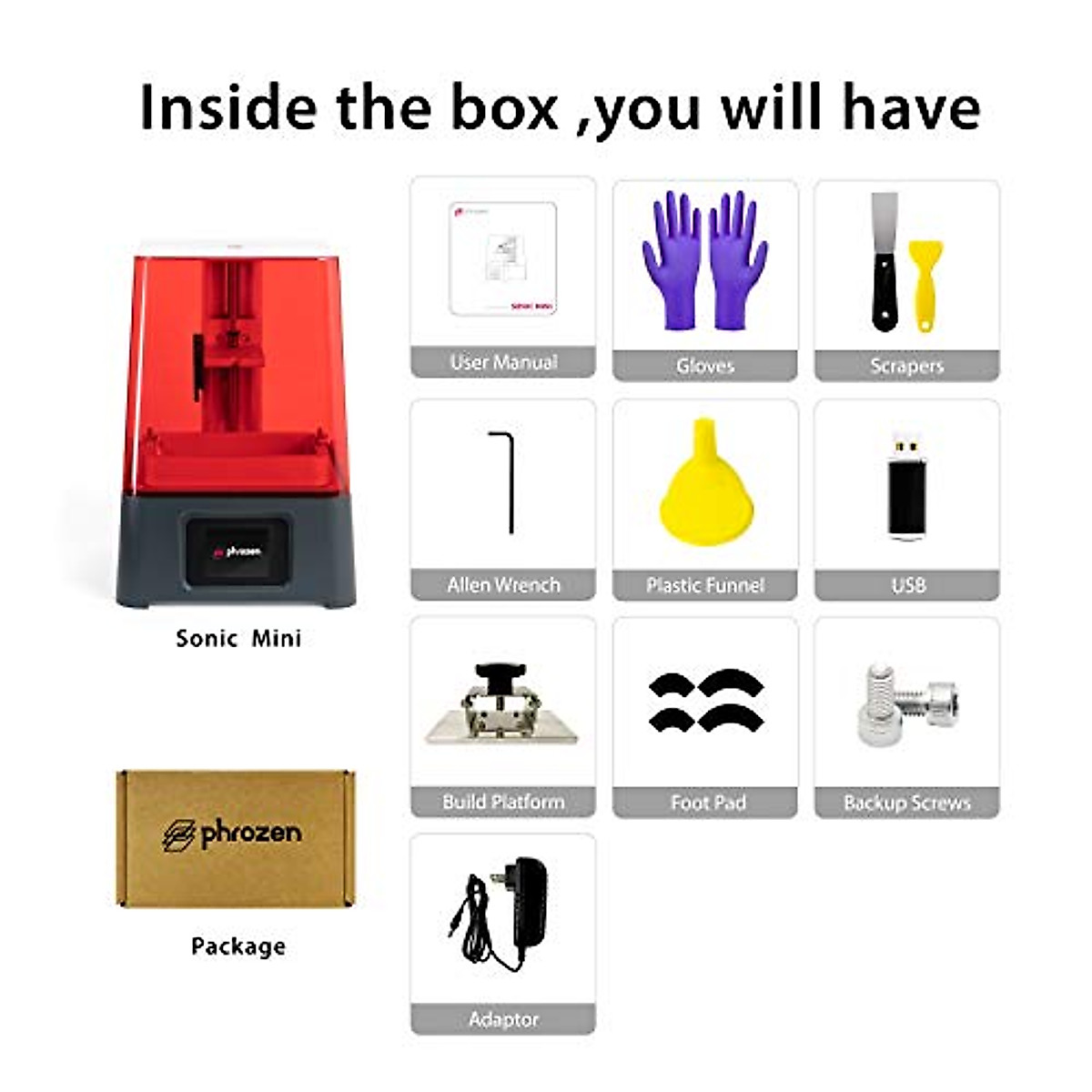 phrozen Sonic Mini LCD Resin 3D Printer, Matrix LED UV Light Tech, Monochrome/Mono LCD Screen, Longer Working Hours, for Jewelry-Making and Miniatures (Sonic Mini)