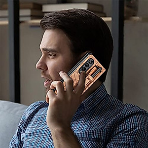 EAXER for Samsung Galaxy Z Fold 3 5G Case, Luxury Fashion Leather Case Cover with Wristband Strap & S Pen Holder Folding PU Leather Phone Case (Brown)