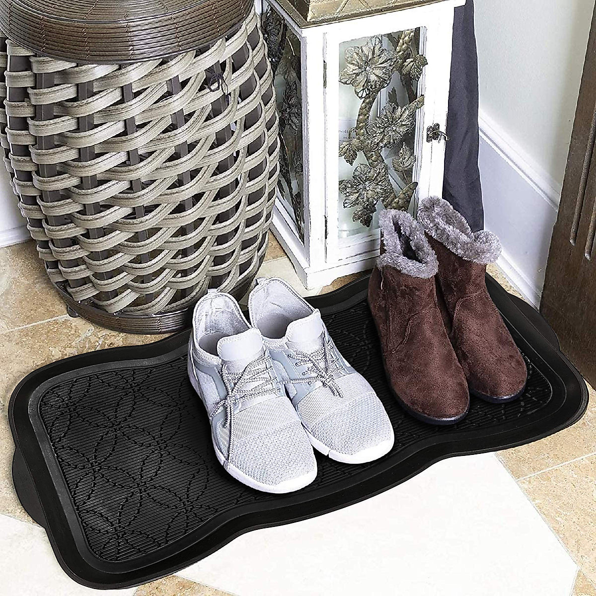 A1 HOME COLLECTIONS A1HC Boot Tray-Water Resistant Rubber Utility Shoe Mat 16"x31" for Indoor and Outdoor Use in All Seasons Multi-Purpose Boot Tray Mat