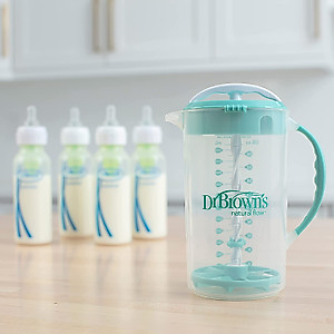 Dr. Brown's Baby Formula Mixing Pitcher 32oz, Teal with Anti-Colic Options+ Narrow Baby Bottles, 4 Pack, 4 oz