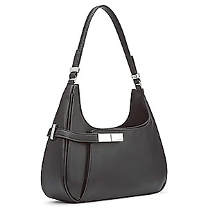 Calvin Klein Jade Top Zip Shoulder Bag, Black/Silver,One Size