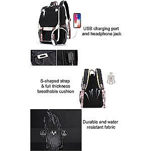 FIGHTINGGOLD Genshin Impact Backpack Anime Outdoor Dayback Cartoon Laptop Bag 21L Travel Bag with USB Charge Port Hutao Xiao