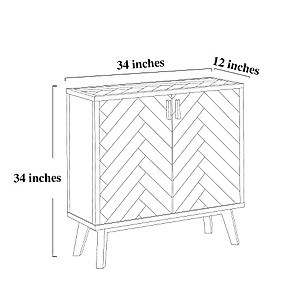 LALUZ Storage Cabinet, Multifunction Free Standing 2 Tier Cupboard with Double Door & Shelf for Living Room, Corridor, Brown