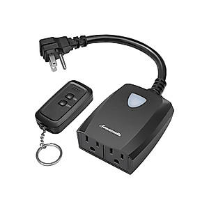 DEWENWILS Outdoor Wireless Remote Control Outlet Power Strip Weatherproof, Expandable Indoor Christmas Electrical Plug in Light Switch, 15 A, 7-Inch Extension Cord, 100 FT Range, ETL Listed