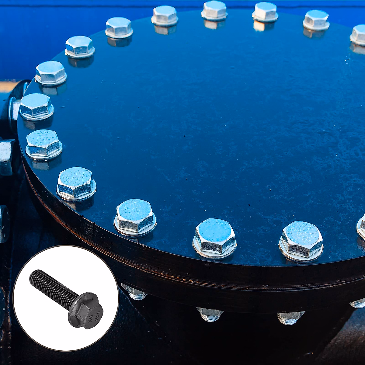 METALLIXITY Flanged Hex Head Bolts (M16x60mm) 1pcs, Hexagon Serrated Flange Bolt Fully Thread Screw - for House Construction Hardware Fasteners