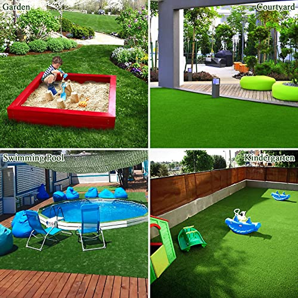 U'Artlines Artificial Grass Rug 4FTX6FT(24 Square FT), 1.2 Inch Realistic Grass Turf Thick Fake Faux Grass Carpet Patio Mat Indoor Outdoor Lawn Landscape for Dogs Garden Backyard Balcony