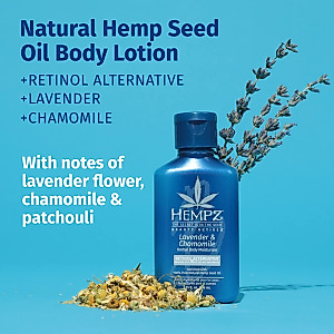 Hempz Body Lotion - Lavender & Chamomile Limited Edition Mini Daily Moisturizing Cream, Shea Butter, Aloe, Body Moisturizer - Travel Size 2.25 Fl Oz