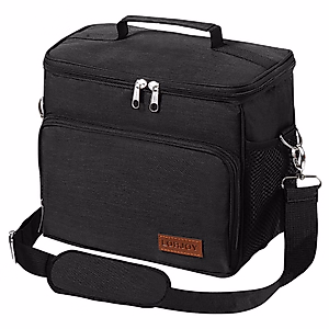 Adult Lunch Boxes For Men Heavy Duty Insulated Freezable Lunch Bags For Women Work Large Hard Lunch Pail As Thermal Thermos Tote Cooler (Dark Black, Medium)