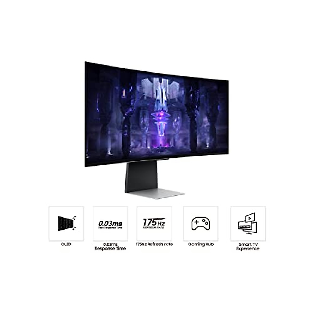 SAMSUNG 34" Odyssey G85SB Series QD-OLED Ultra WQHD Curved Gaming Monitor, 175Hz, 0.03ms, DisplayHDR True Black 400, AMD FreeSync Premium Pro, Advanced Game Streaming, LS34BG850SNXZA, 2023