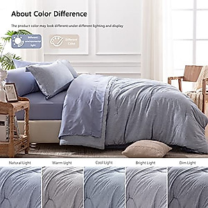 UNILIBRA Bed in a Bag Twin 5 Pieces - Blue Twin Comforter Set Soft for All Seasons - Cationic Dyeing Bedding Comforter Sets with Comforter, Flat Sheet, Fitted Sheet, Pillowcases & Shams