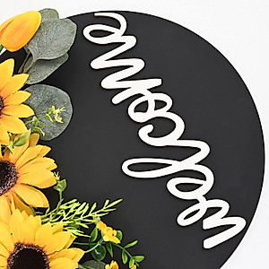 Sunflower Wreaths Welcome Sign Sunflower Door Seasonal Welcome Wreath Yellow Sunflower Living Room Decor for Front Door Porch Home Window Wall Farmhouse Garden Indoor Outdoor Classroom Decor