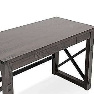 Signature Design by Ashley Freedan Rustic Farmhouse Home Office Desk, Dark Gray
