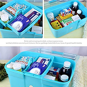 Healifty Medication Lock Box First Aid Box Medicine Cabinet with Separate Compartments Blue