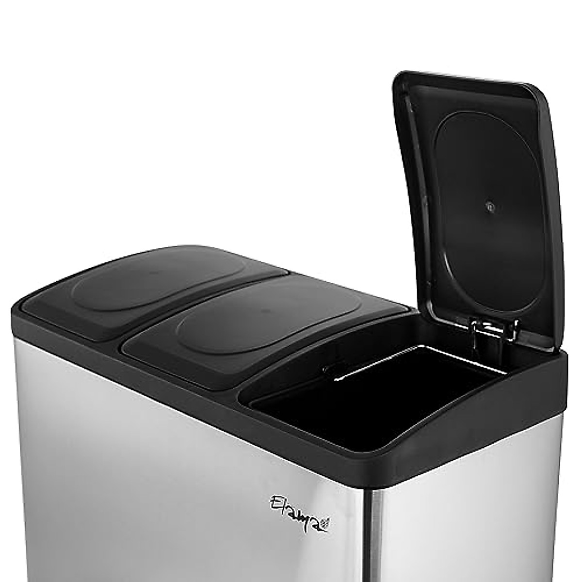 Elama 3 Section 15 Liter/4 Gallon Each Section Trash and Recycling Step Bin