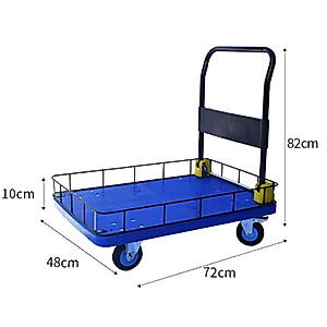 Generic Handling Truck Moving Trolley Folding Flatbed Trolley with Fence Portable Pull Truck Trailer for Warehouse,Hold Up to 200 Lbs