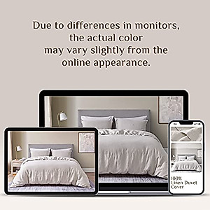 DAPU 100% Linen Duvet Cover Set - Pure Natural French Flax Linen with 8 Corner Ties and Zipper Closure Soft Breathable Durable for Hot Sleepers 1 Duvet Cover 2 Pillowcases (Natural Linen, King)