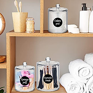 6 Pcs Extra Large Apothecary Jars Restroom Bathroom Organizer Cotton Ball Holder Bathroom Containers Acrylic Bathroom Jars with Lids Set Apothecary Jar Set for Cotton Swab Hair Clip