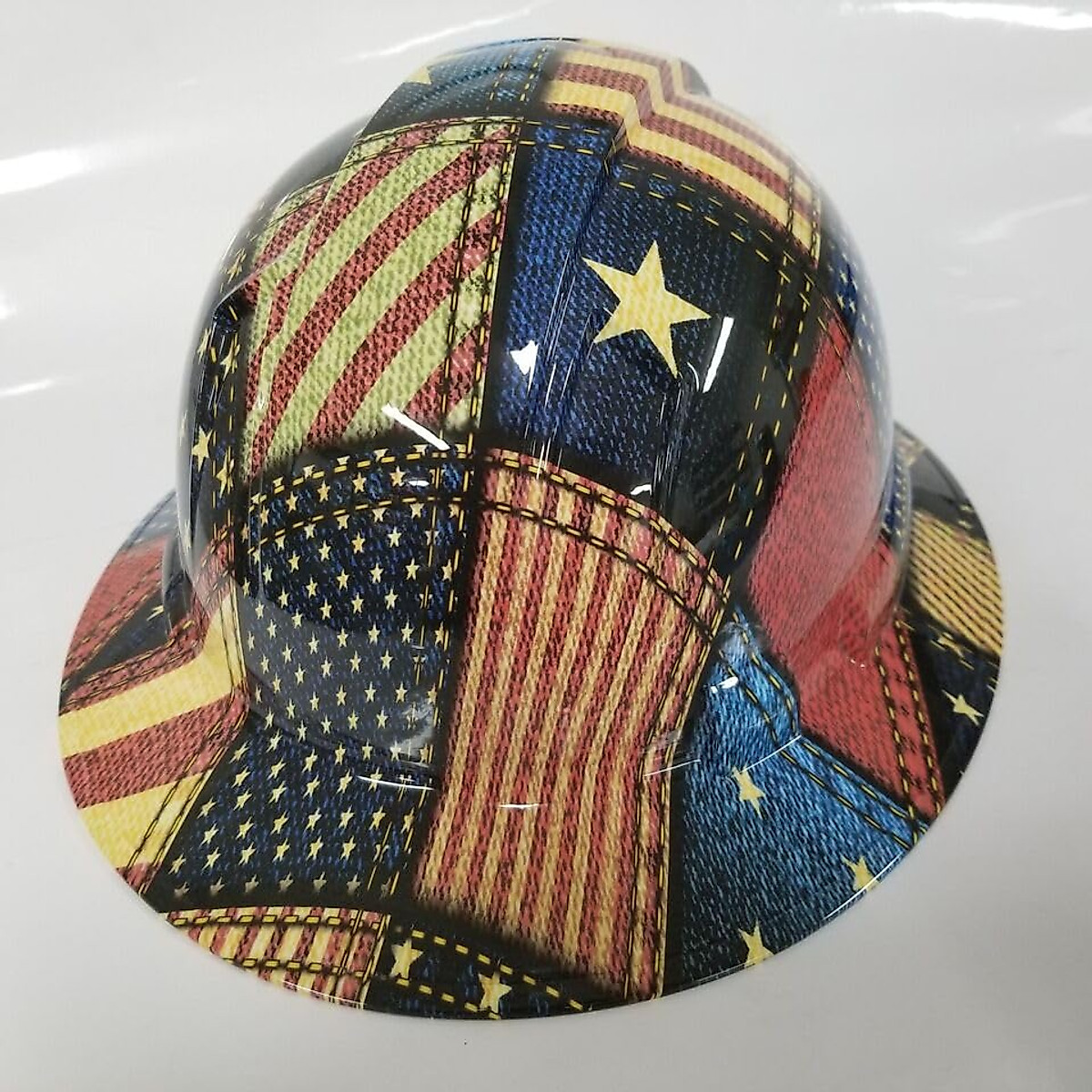 Wet Works Imaging Customized Pyramex Full Brim American Patchwork Hat with Ratcheting Suspension