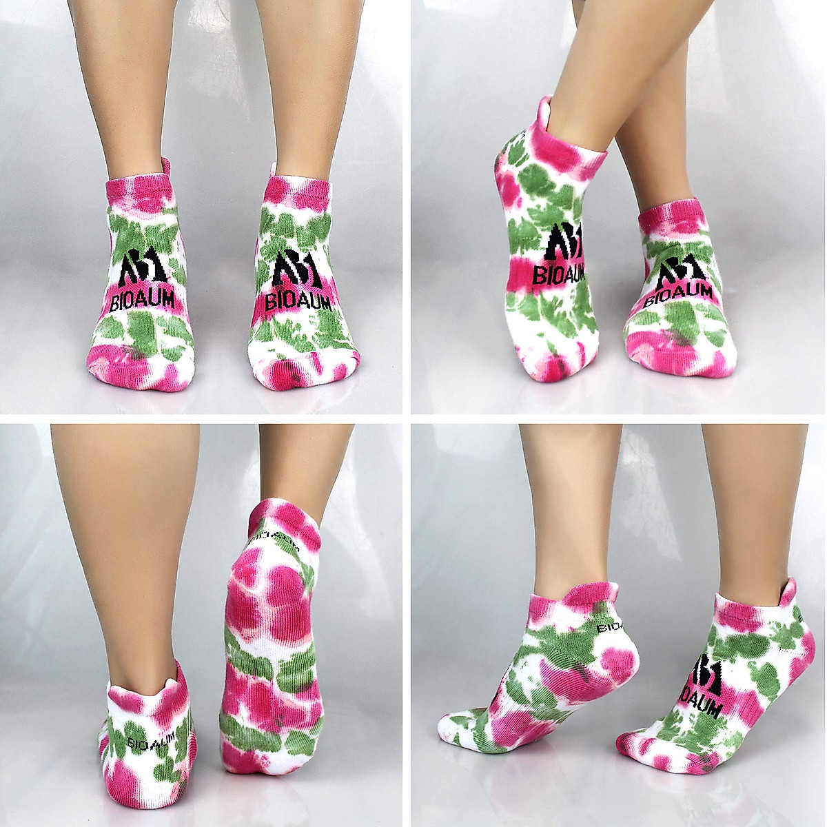 BIOAUM Womens Running Socks Low Cut-6 Pairs Cotton Cushioned Athletic Socks with Tab Arch Support